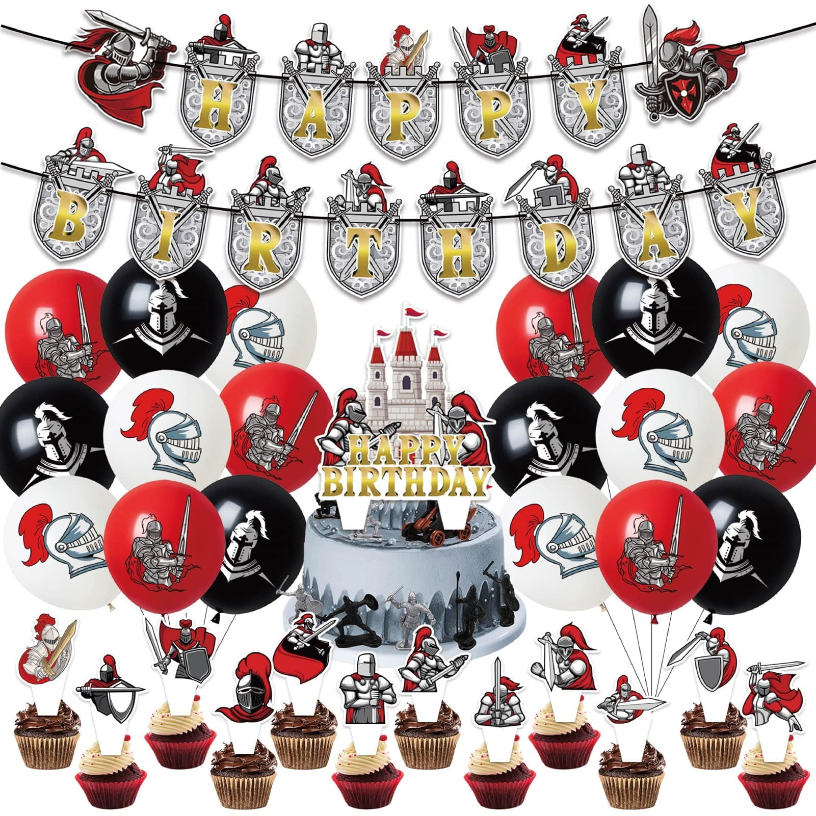 ADILAIDUN Medieval Theme Party Supplies: 34 KKS1 Pcs Castle Knights ...