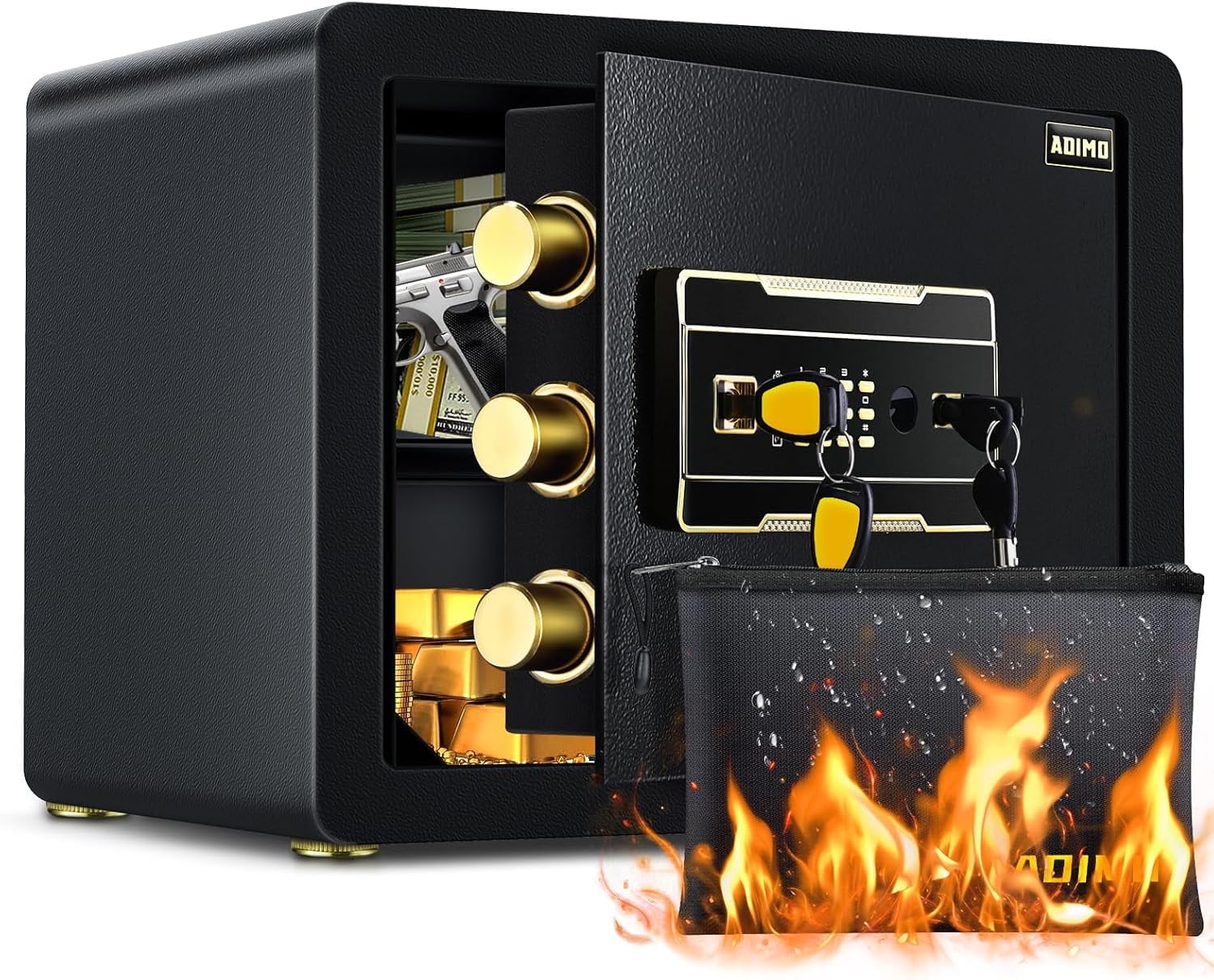 ADIMO 1.2 Cuft Safes, Home Safe Box with Fireproof Waterproof Money ...