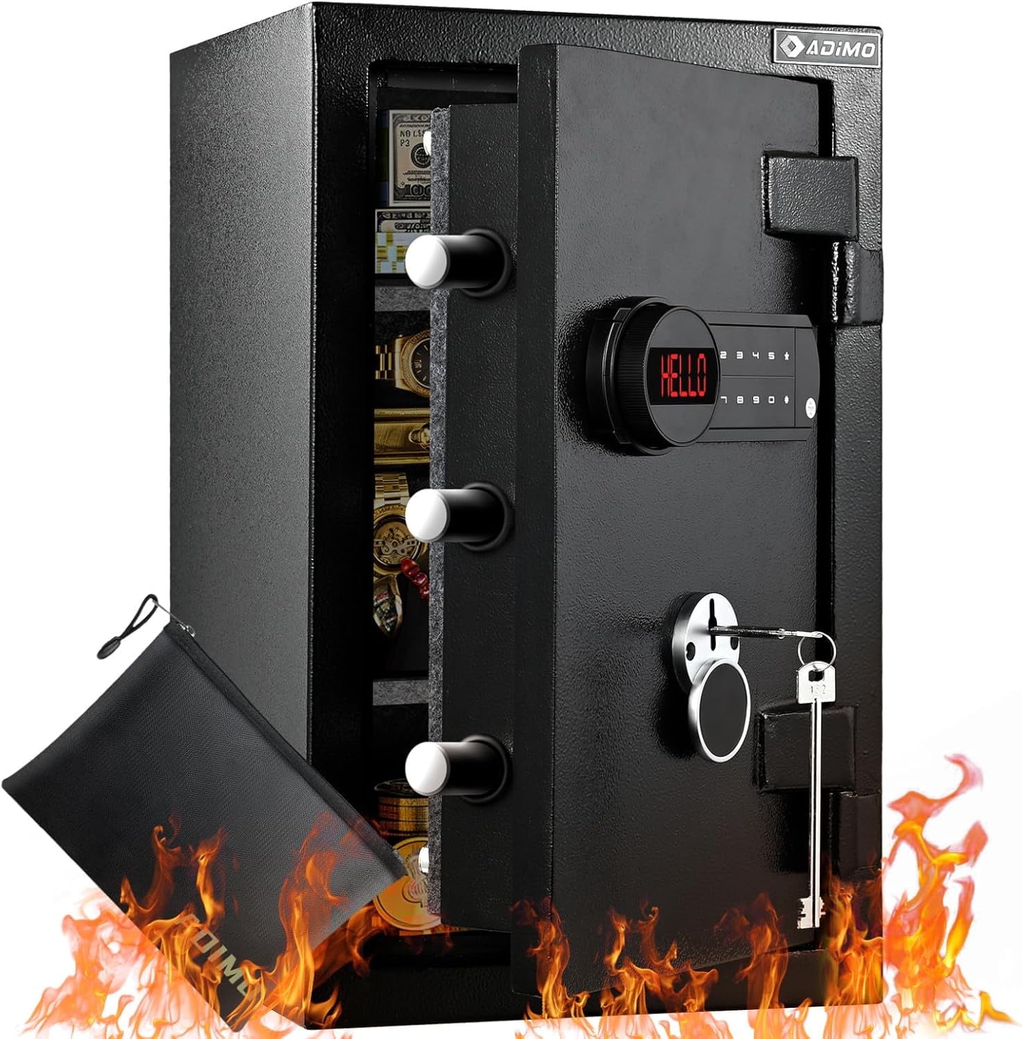 ADIMO 1.8 Cubic Fireproof Safe Box for Home, Feet Large Steel Safe ...
