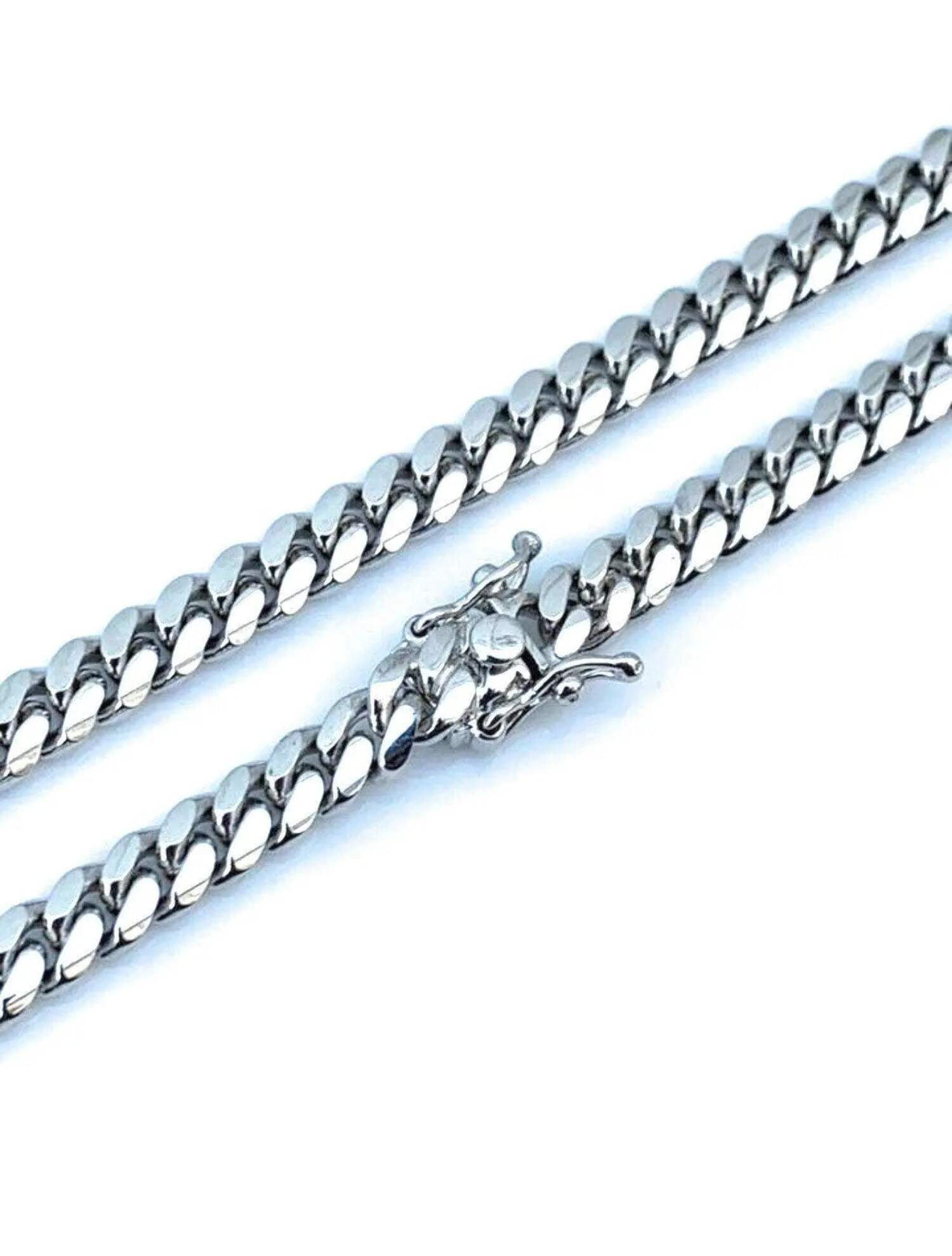 ADIRFINE 925 Solid Sterling Silver 8mm Miami Cuban Link Chain - Walmart.com