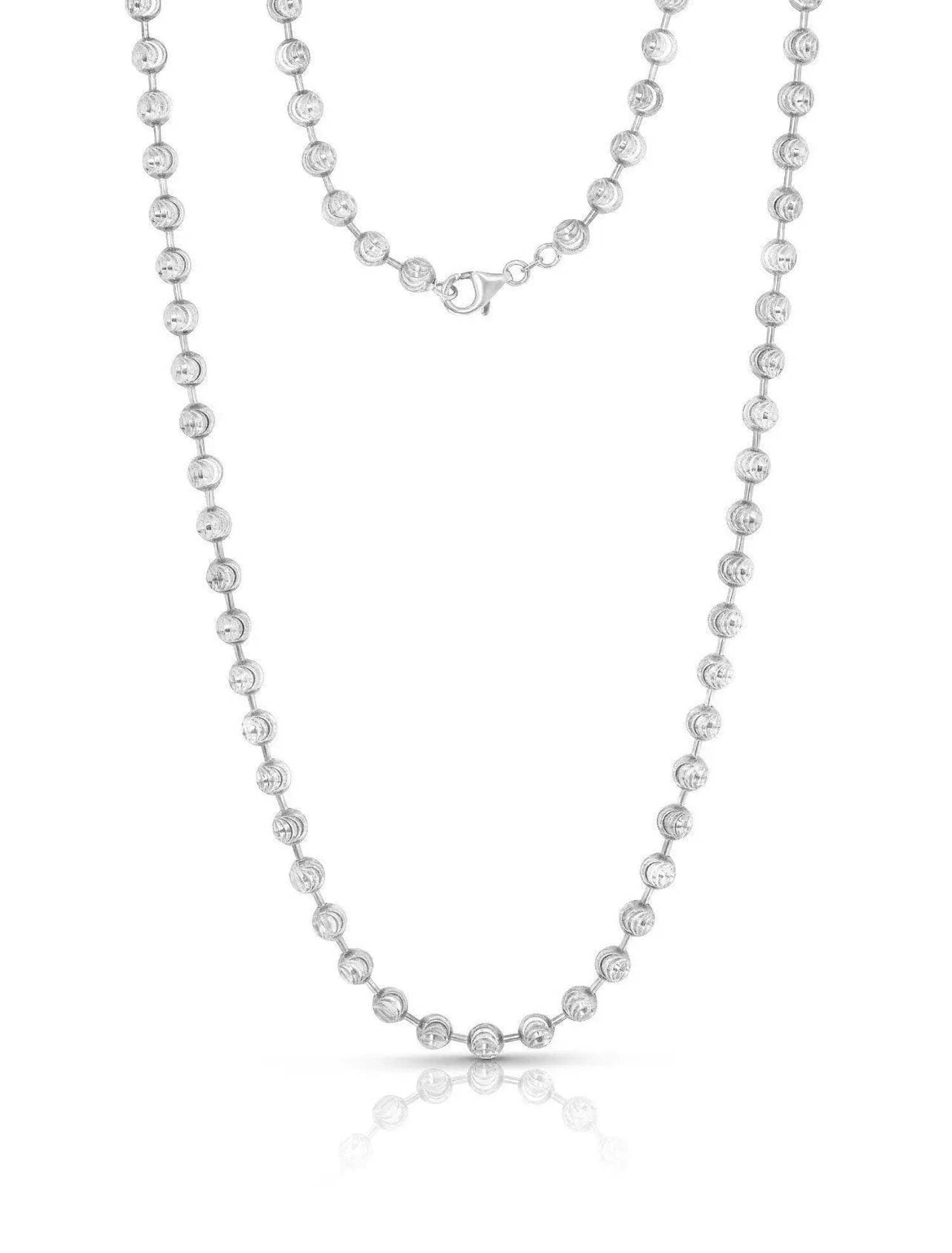 ADIRFINE 925 Sterling Silver Solid Moon Cut Ball Chain | Moon Cut Ball ...