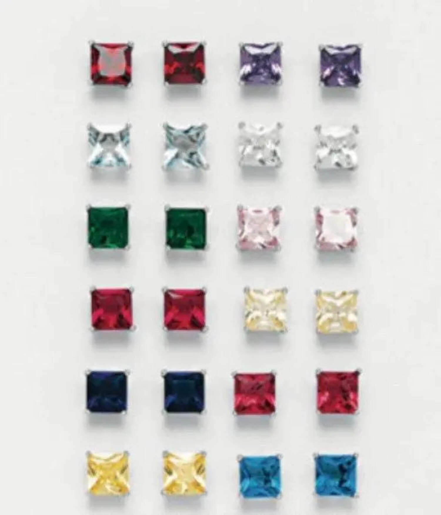 ADIRFINE 925 Sterling Silver Square Princess Cut Birthstone Stud ...