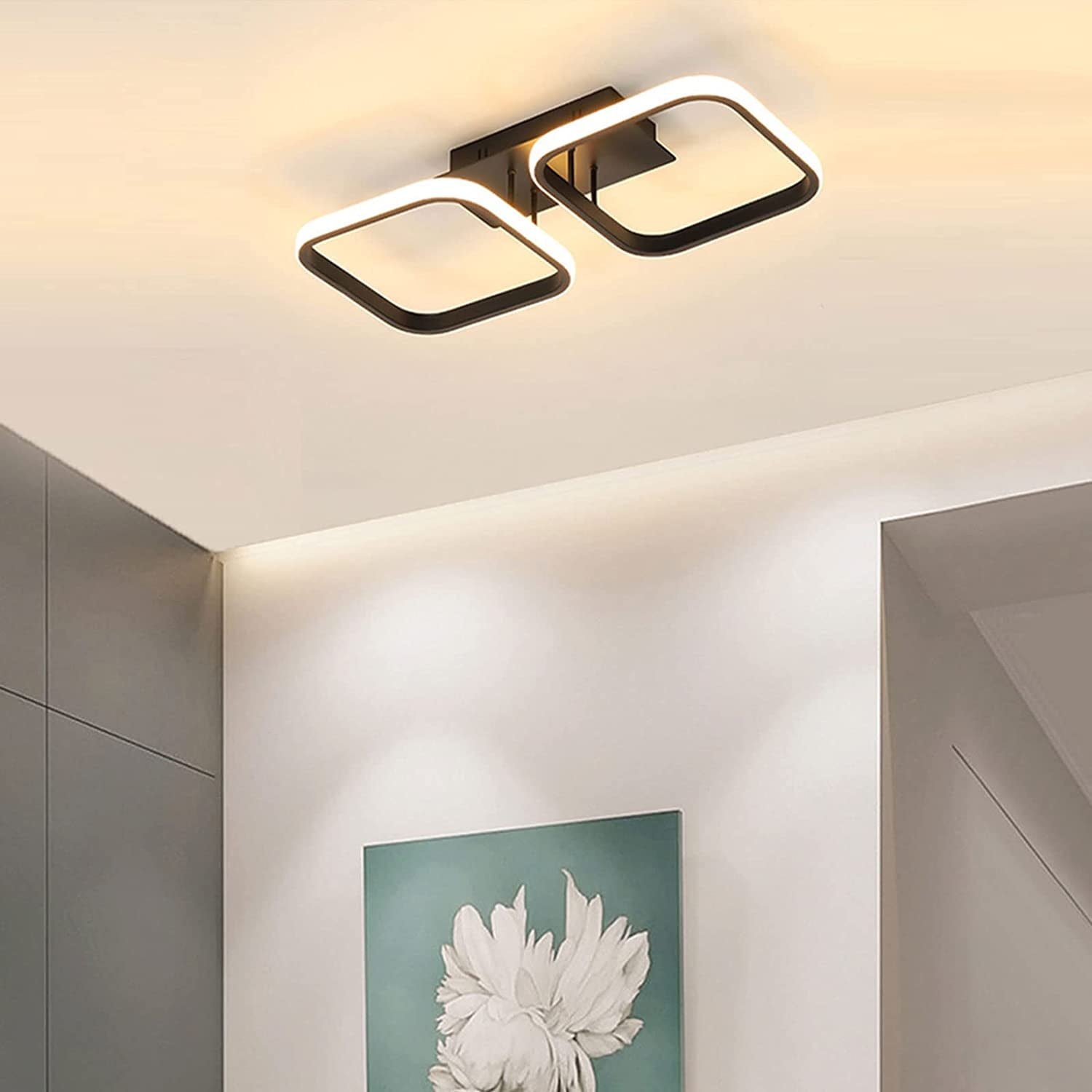 ADISUN 22W LED Ceiling Light, 2 Square Lamps for Living Room, Bedroom ...