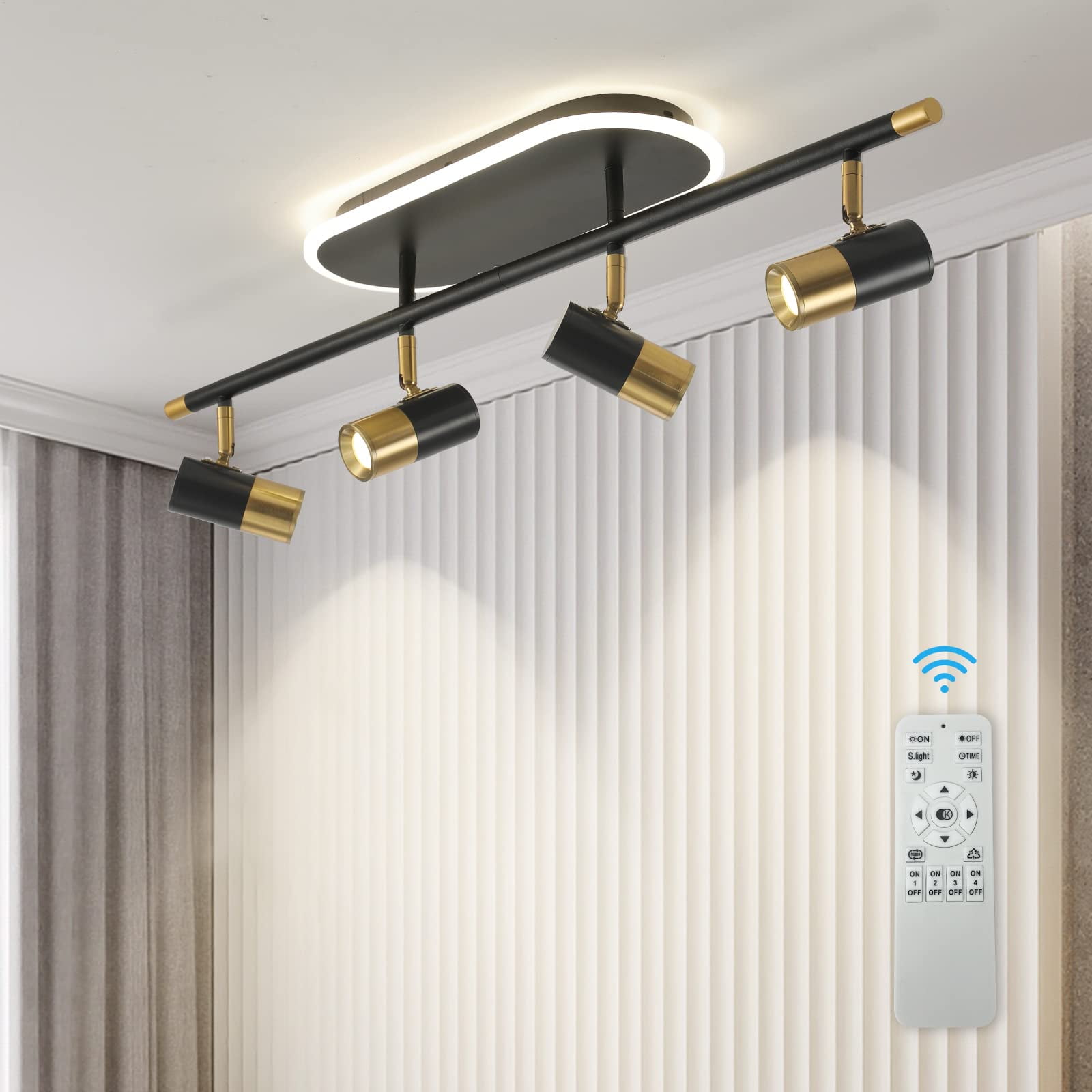 ADISUN 4-Light LED Track Lighting with Flexible Heads, Dimmable, Remote ...