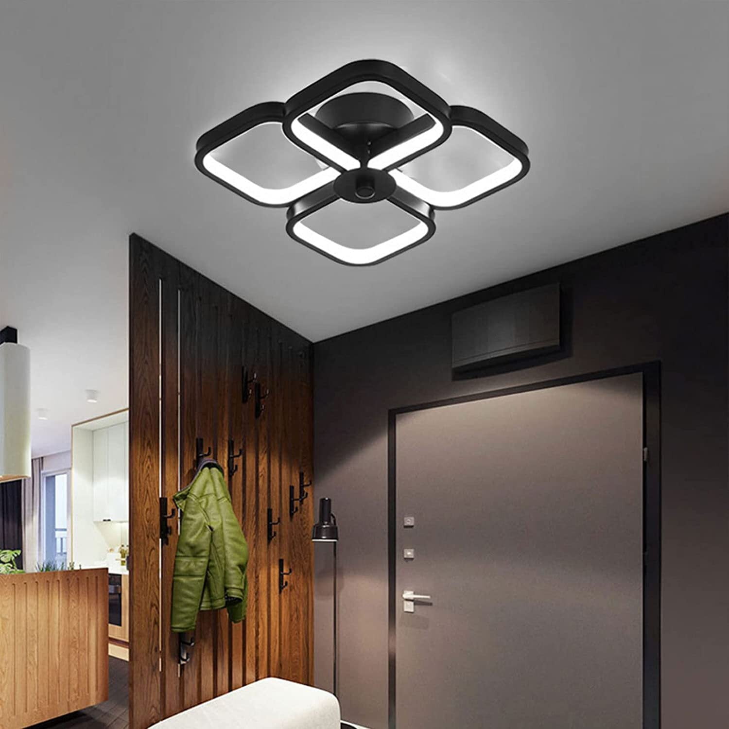 ADISUN Black Modern Led Ceiling Light Fixtures Flush Mount Fixture 4 ...