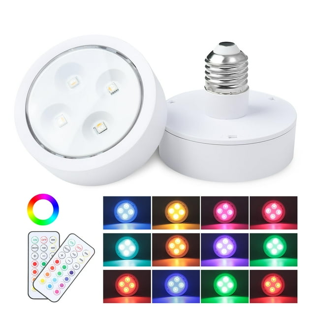 ADISUN LED Puck Lights Bulbs Sets of 2, 13 Colors RGB Dimmable with ...