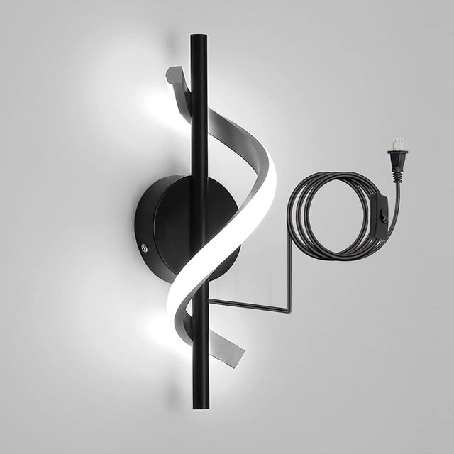 ADISUN LED Wall Sconce Modern Spiral Design Plug in Wall Lights ...