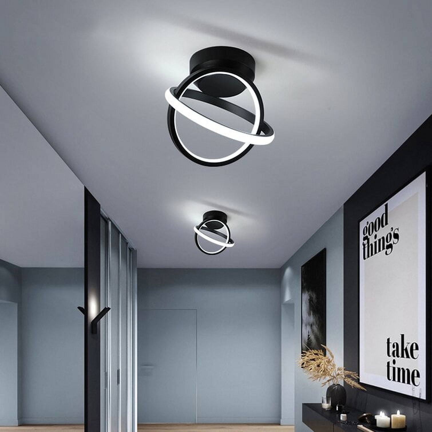 ADISUN LED Ceiling Light, Modern Flush Mount, Black Rings Design, Cool ...