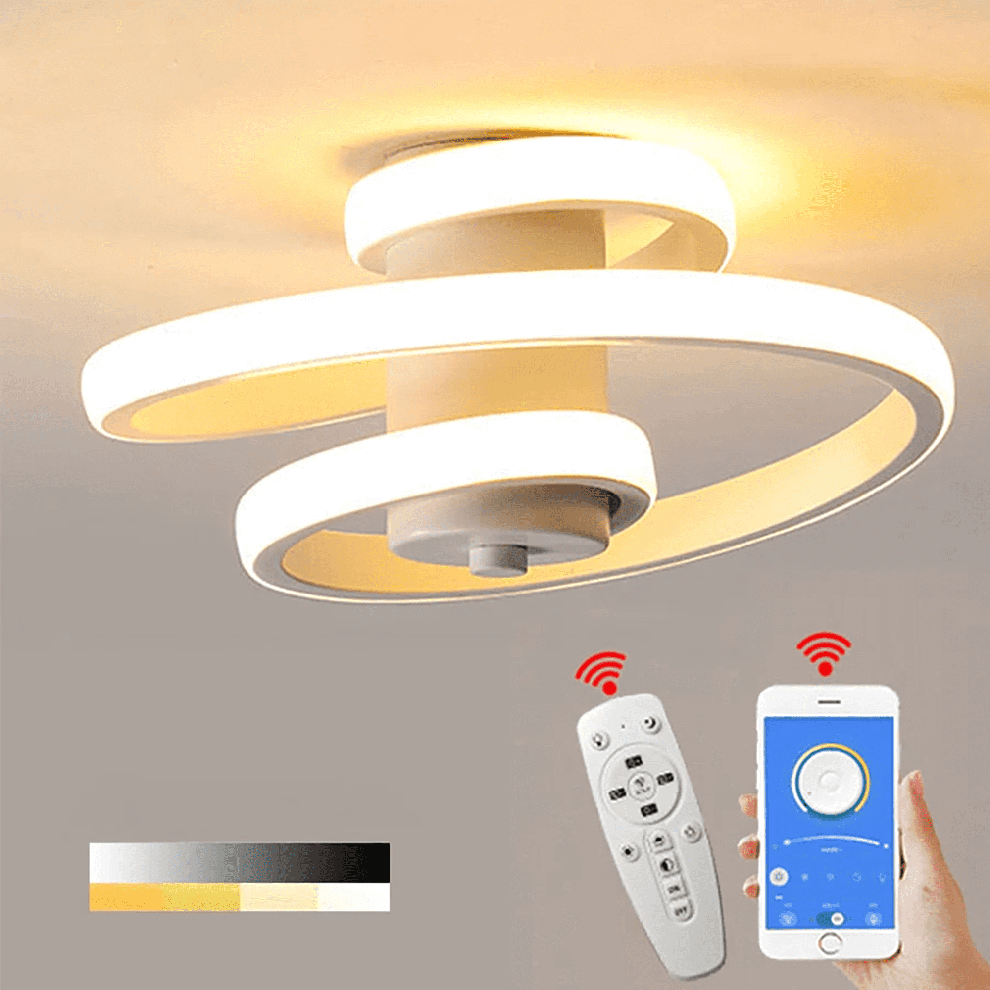ADISUN Modern Ceiling Light Spiral 3-Color Dimmable Flush Mount Lights ...