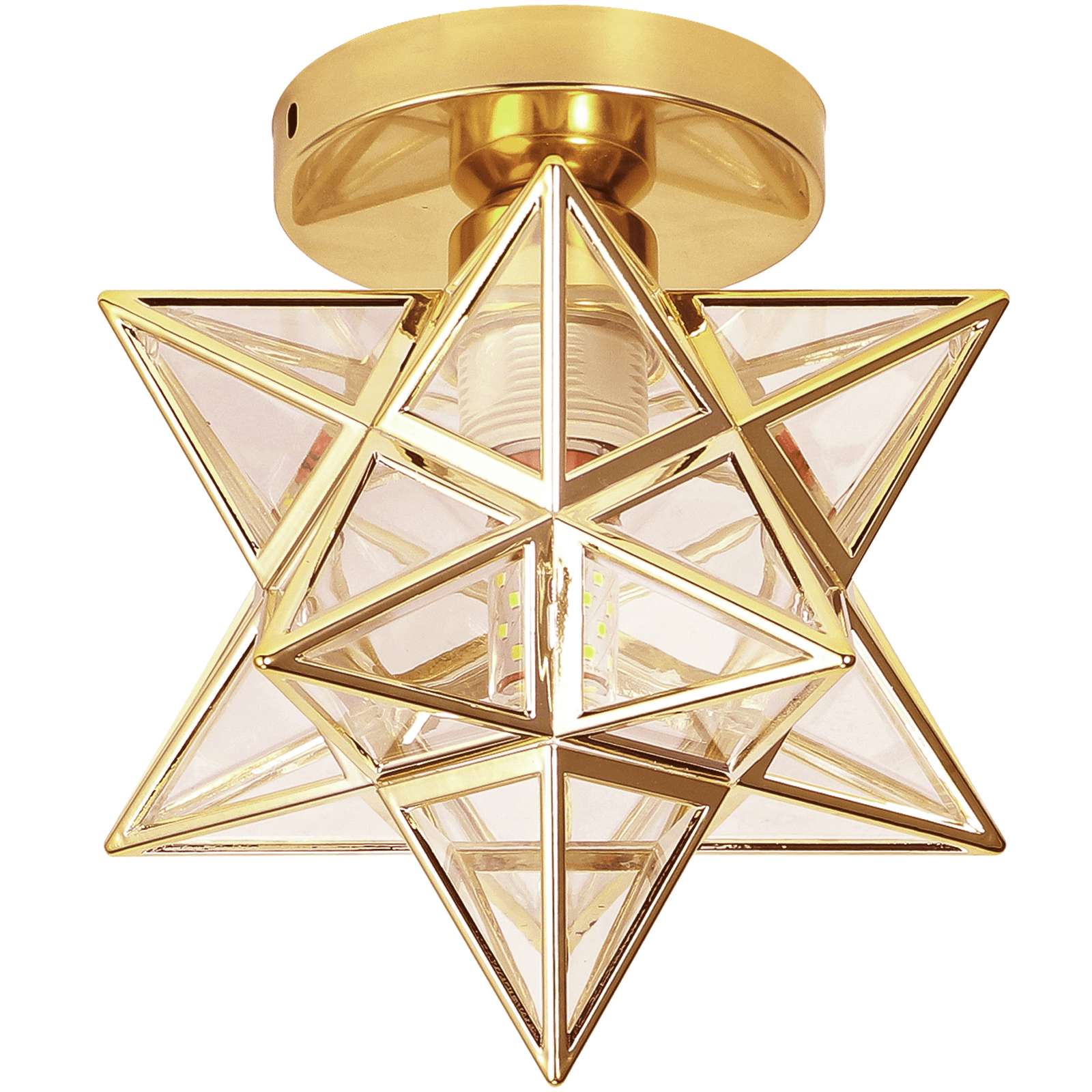 ADISUN Moravian Star Ceiling Light Fixture, Clear Plastic Flush Mount ...
