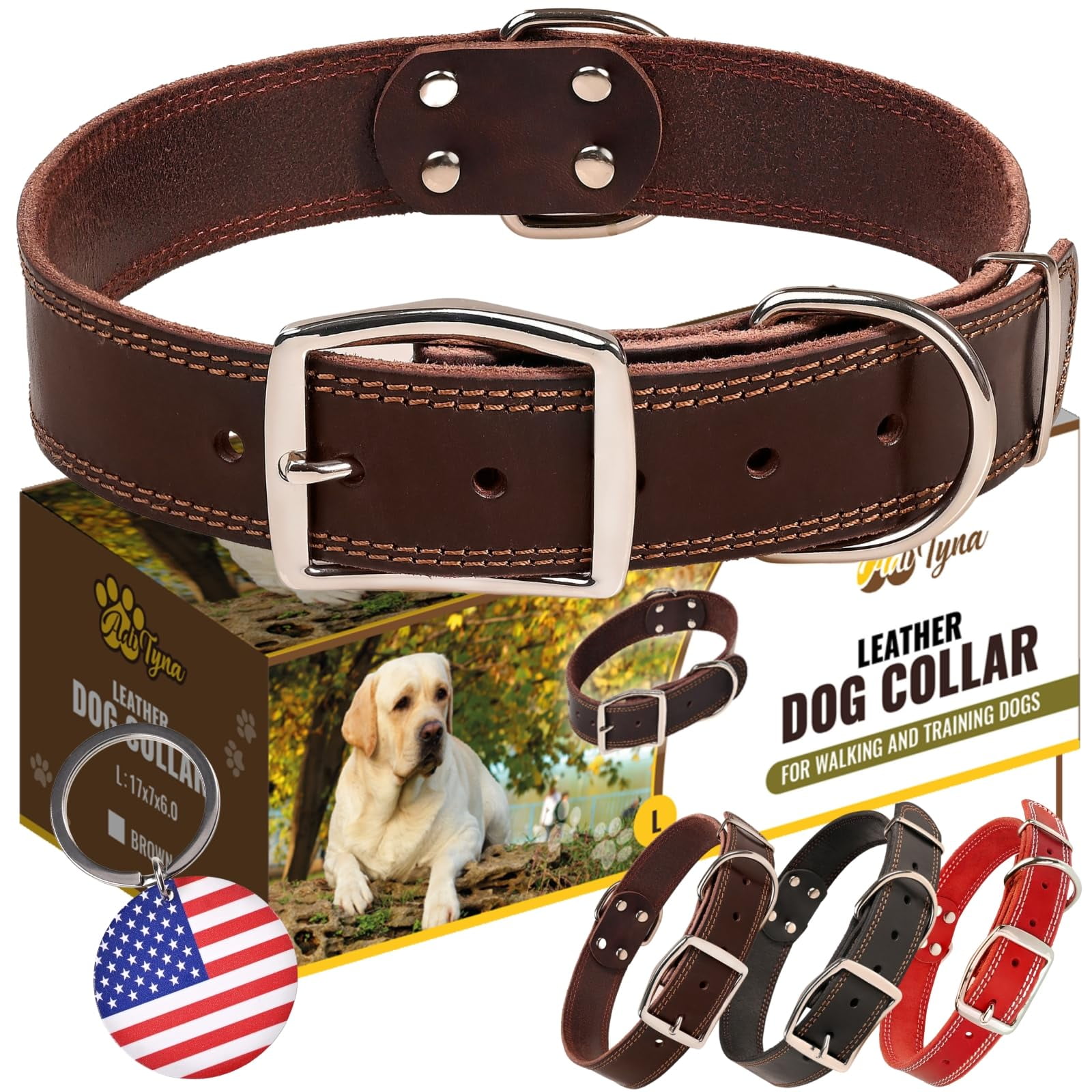 ADITYNA Heavy Duty Leather MZF22 Dog Collar for Large Dogs - Soft and ...