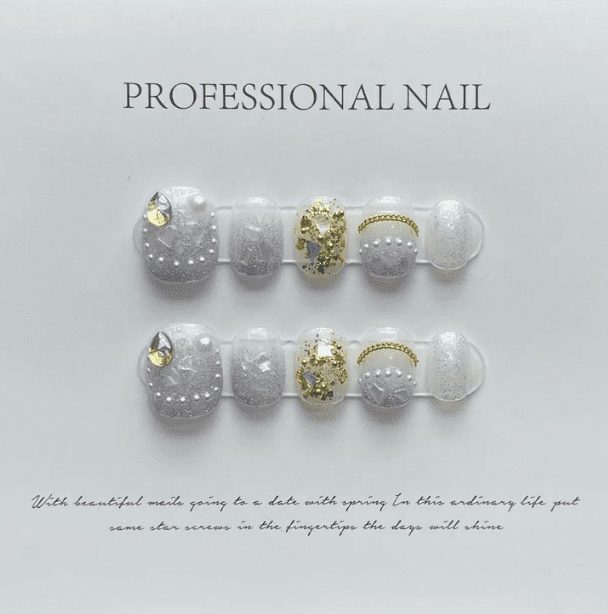 ADITYSHOP - Handmade Pearly Elegance Press on Nails Small, Kit included ...