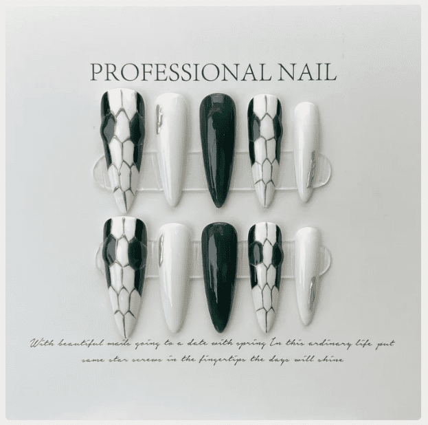 ADITYSHOP - Handmade Serpent's Serenade Press on Nails Large Green ...