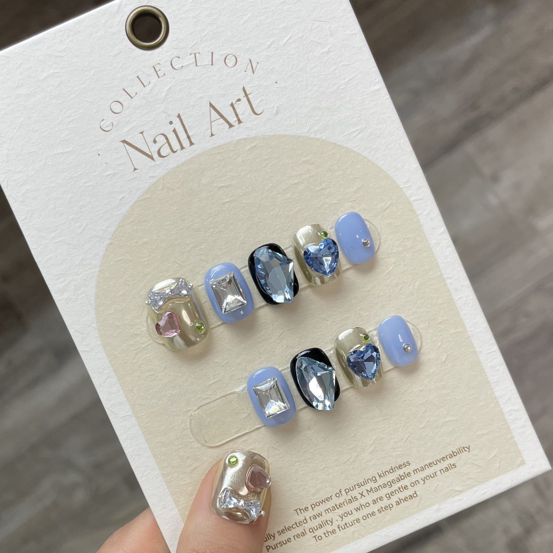 ADITYSHOP - Handmade Whimsical Wonders Press-On Nails Small Sliver Blue ...