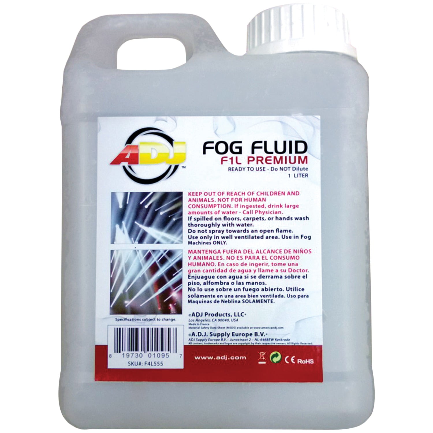 ADJ F1L555 Premium Water-Based Fog Fluid, 0.26 Gallon - Walmart.com