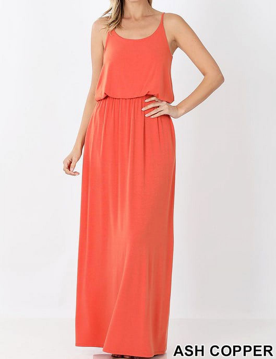 ADJUSTABLE STRAP TOP TWO LAYER MAXI DRESS 2 COLORS (COPPER) - Walmart.com