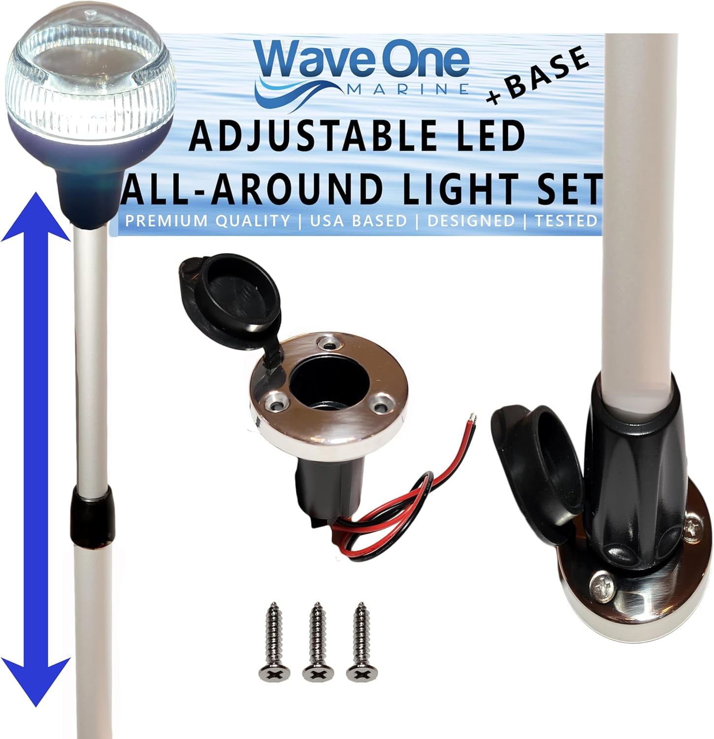 ADJUSTABLE Telescoping All-Around Anchor Light With Stainless Base ...