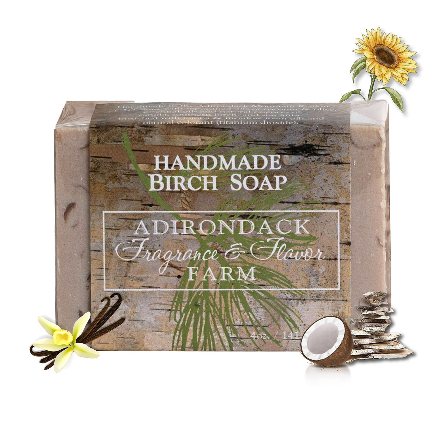 ADK Birch All Natural SAF21 Soap Bar 4oz- Plant-Based Organic Vegan ...