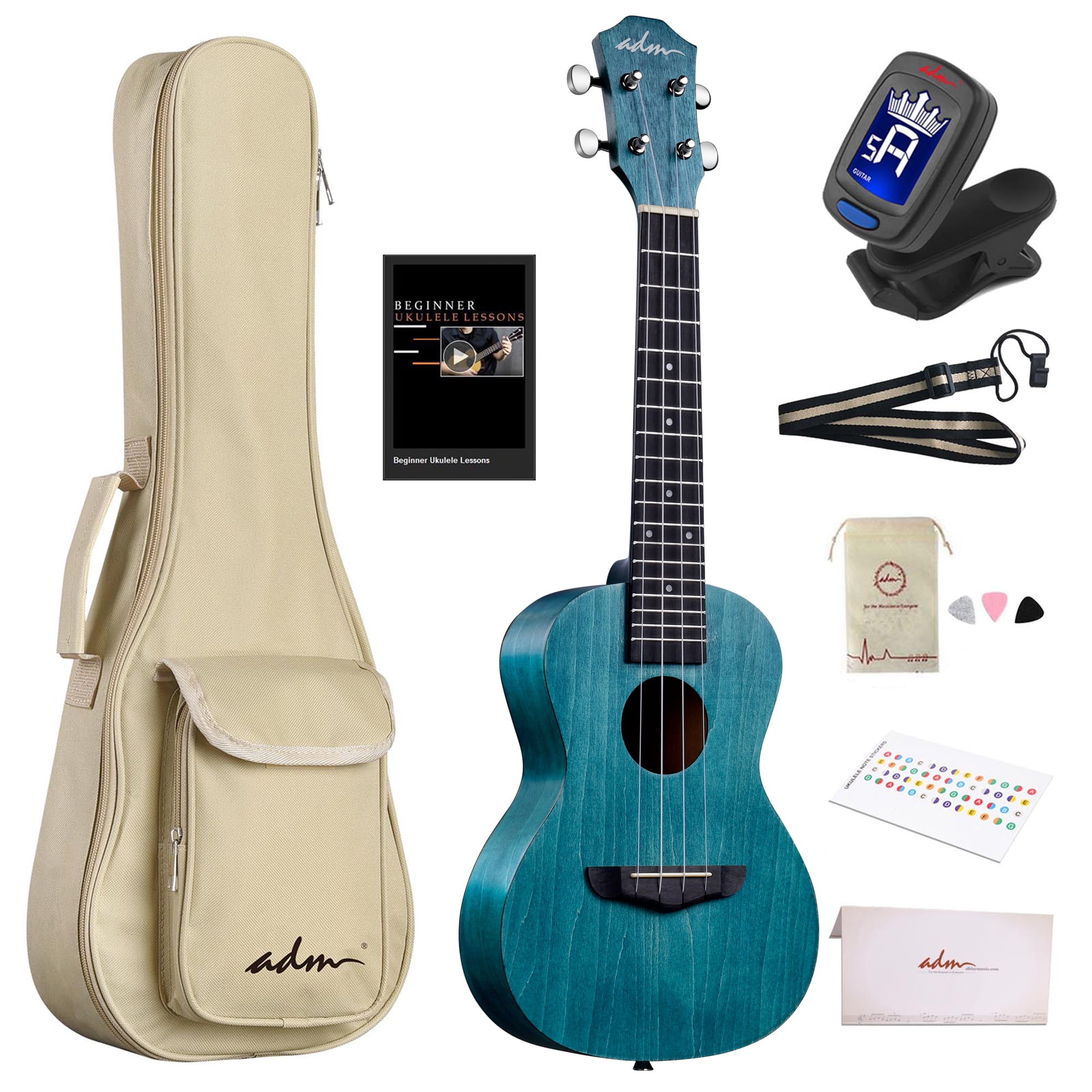 ADM Concert Ukulele Kit 23 inch Hawaiian Kids Ukulele Set for Beginner ...