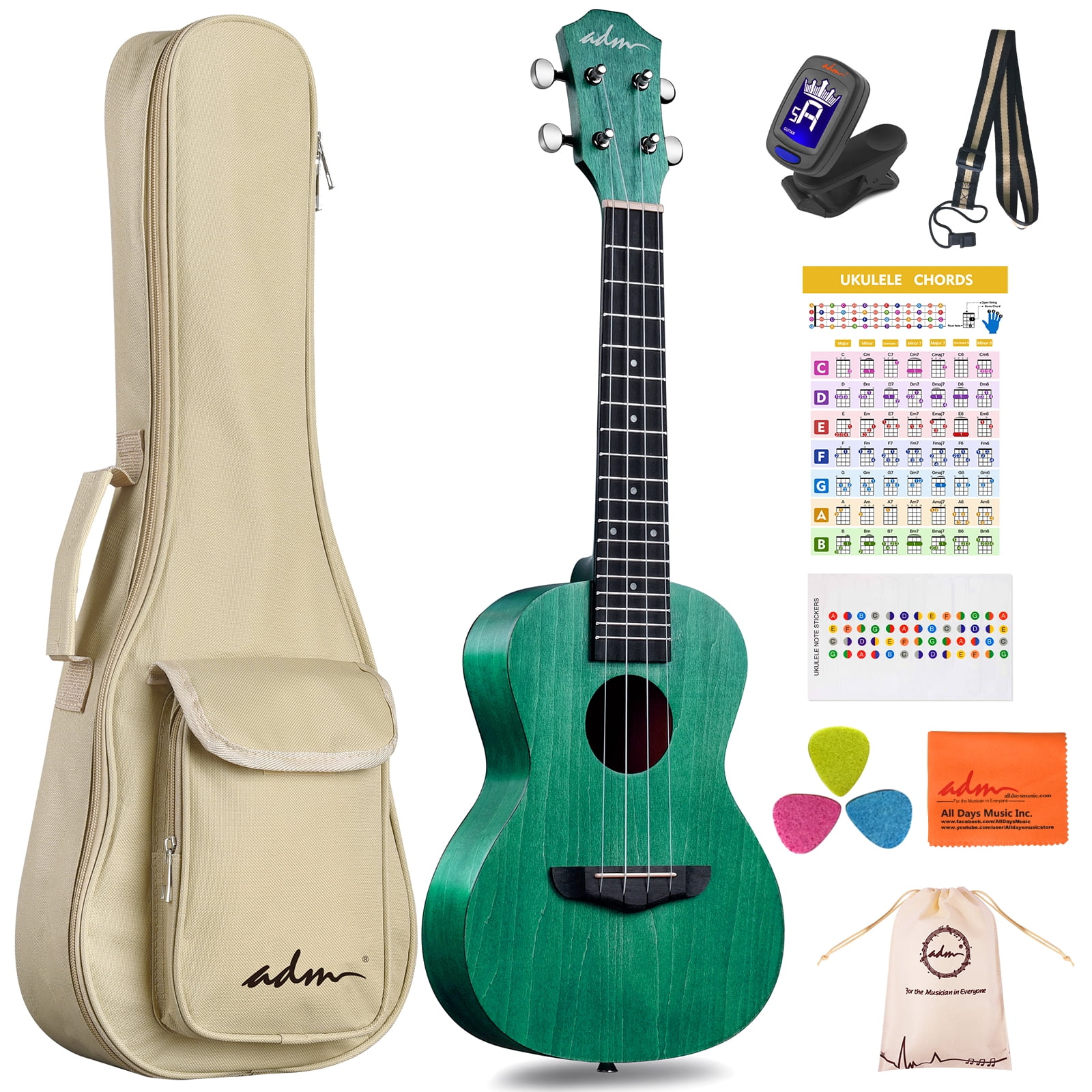23 Inch ADM Mahogany Concert Ukulele Kit for Kids and Beginner Adults ...