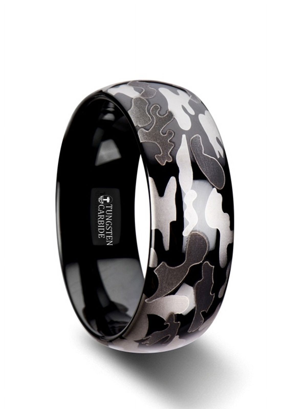 ADMIRAL Domed Black Tungsten Carbide Ring with Black and Gray Camo ...