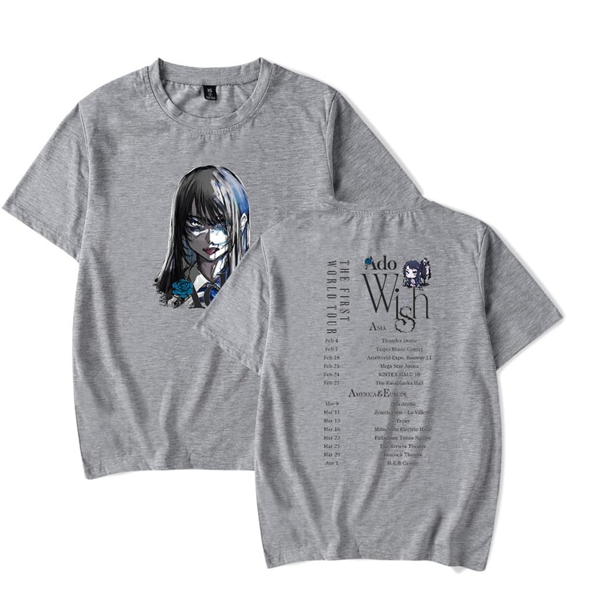 ADO Wish World Tour Merch T-Shirt Women/Men Summer Cosplay Tshirt Short ...