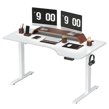 Dextrus Electric Height Adjustable Standing Desk with LED Light & Power ...