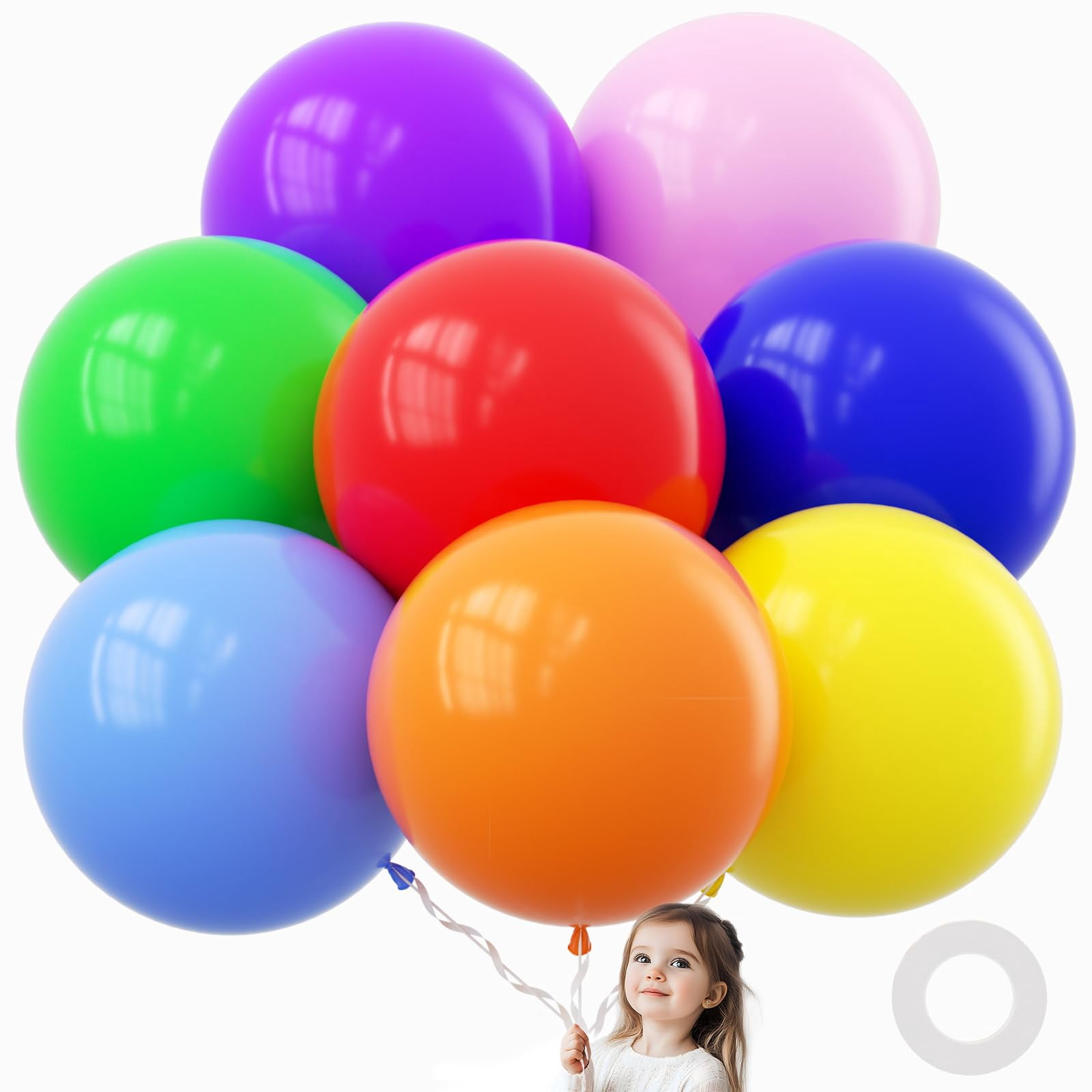 ADOINBY Giant Balloons - SSF20 8Pcs 36Inch 8 Assorted Rainbow Balloons ...