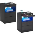 ADORNEVE LED Nightstands Set of 2, Night Stand with Wireless Charging ...