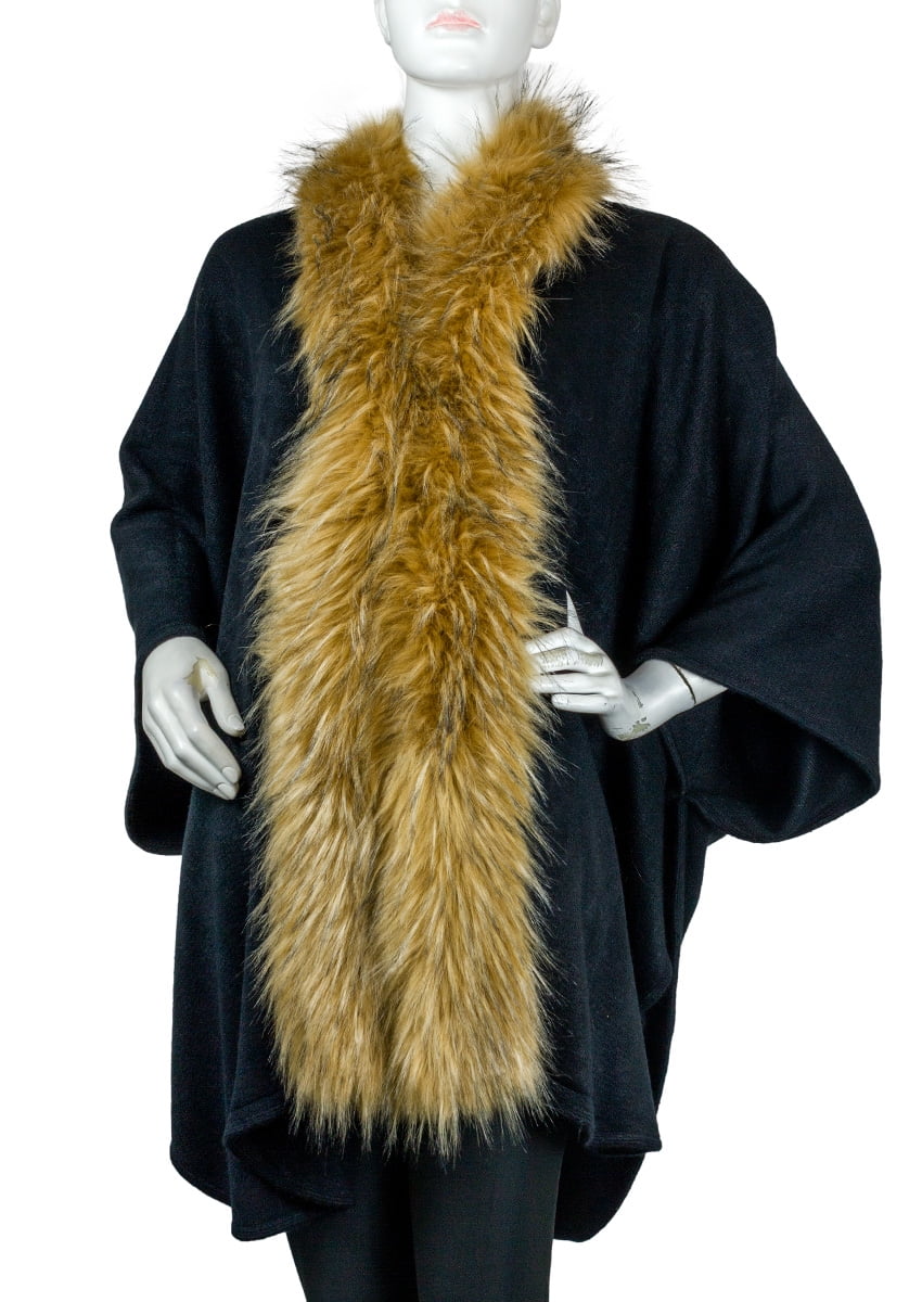 ADRIENNE VITTADINI WOMEN'S SOLID KNIT RUANA WITH FAUX FUR TRIM ...