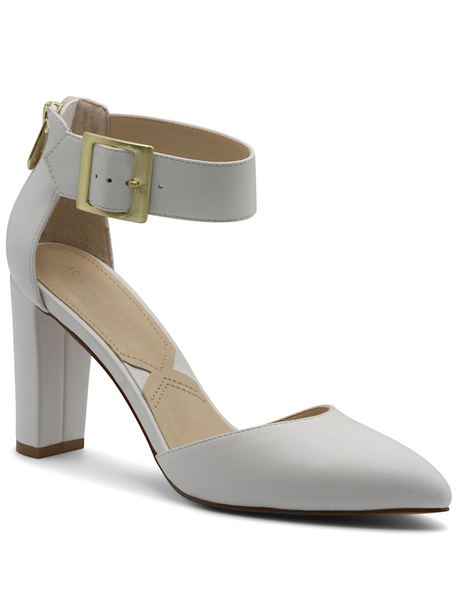 ADRIENNE VITTADINI Womens White Covered Heel Adjustable Strap Cushioned ...