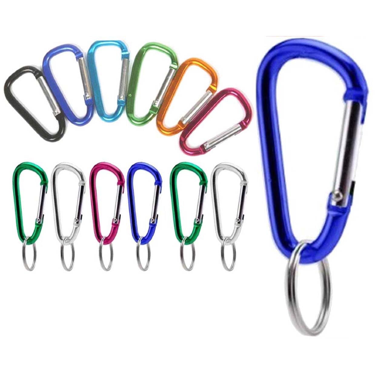 ADROIT 12 Piece Aluminum Key Rings Set | Vibrant Carabiner Display ...