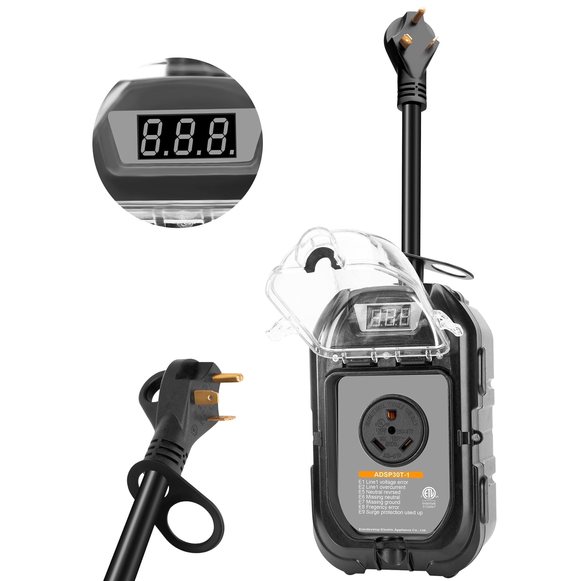 Adsafe RV Surge Protector 30 Amp, Smart Circuit Analyzer, Fault ...