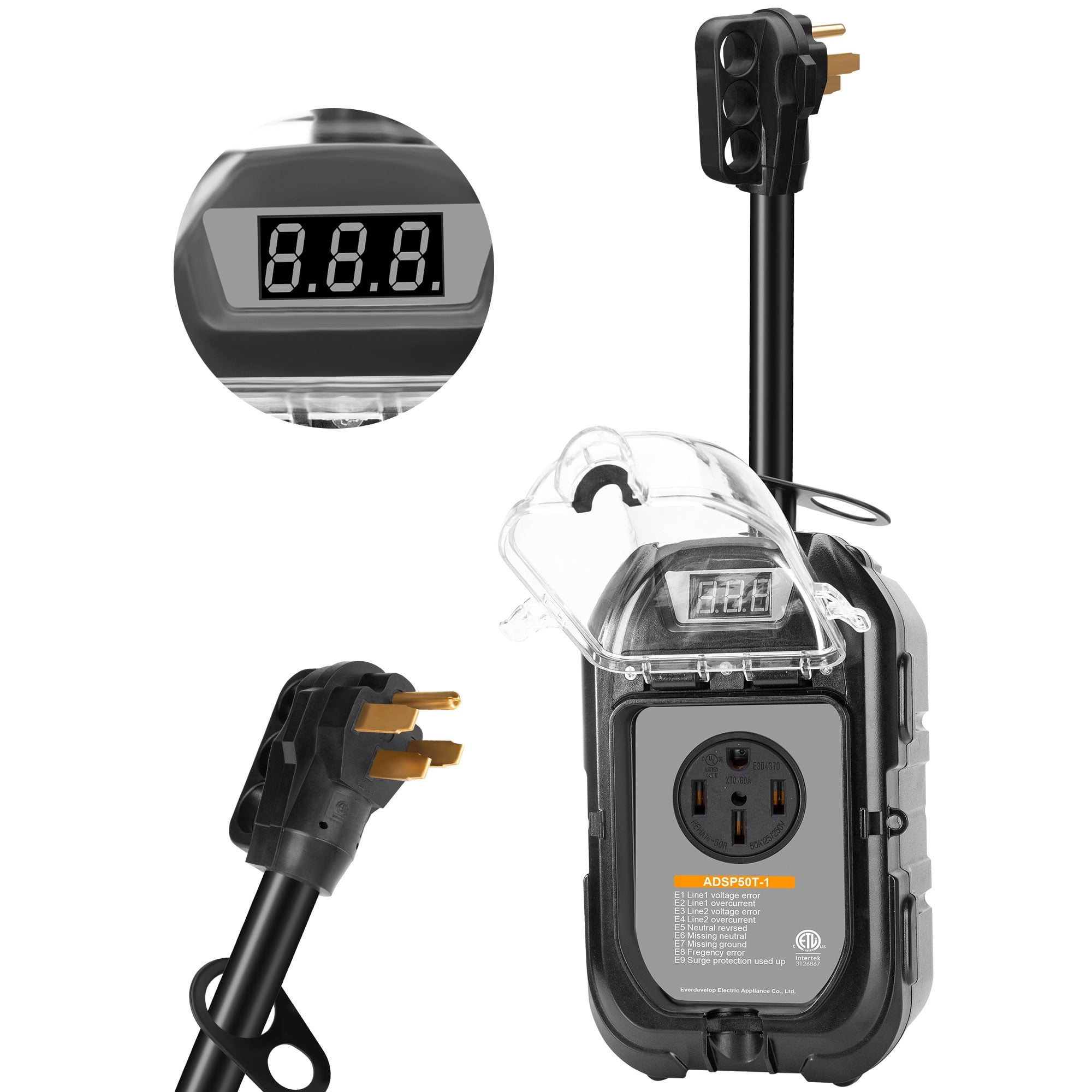 ADSAFE 50A 120V/240V Smart RV Surge Protector with Lexan Housing ...