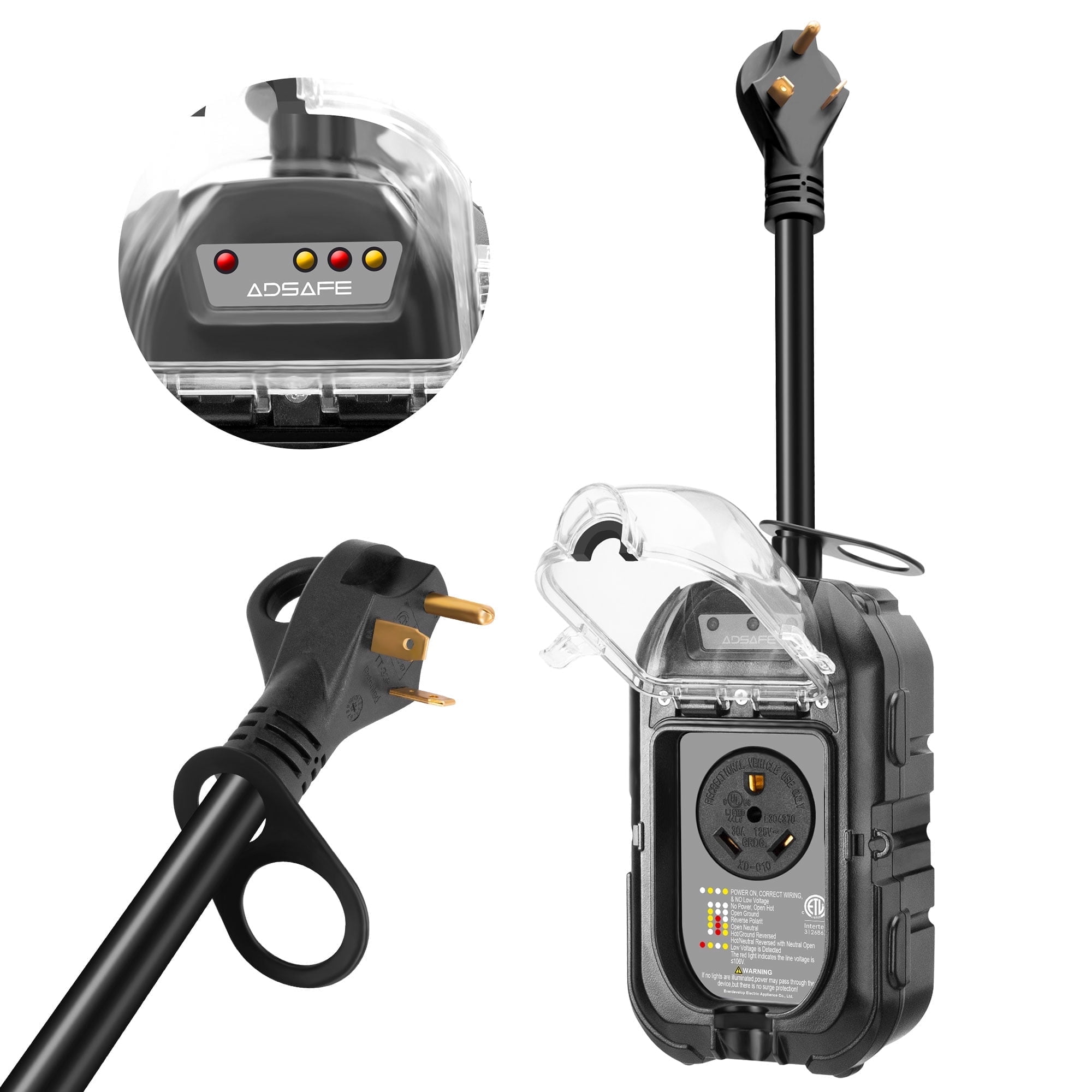 ADSAFE RV Surge Protector 30Amp with Smart Circuit Analyzer for RV with ...