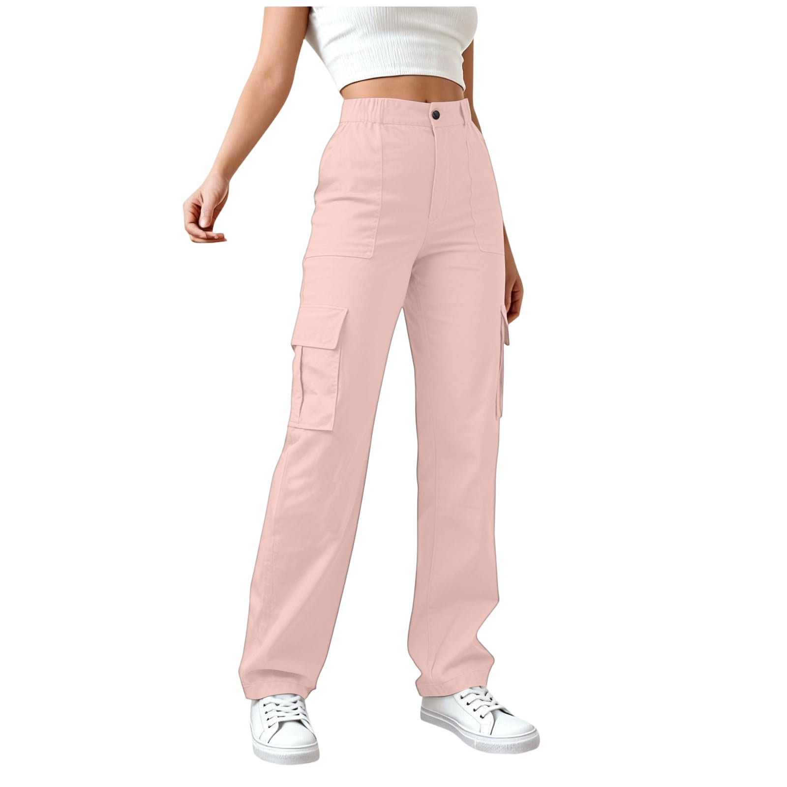 ADSSDQ Baggy Cargo Pants Women High Waisted Open Leg Pants Hiking ...