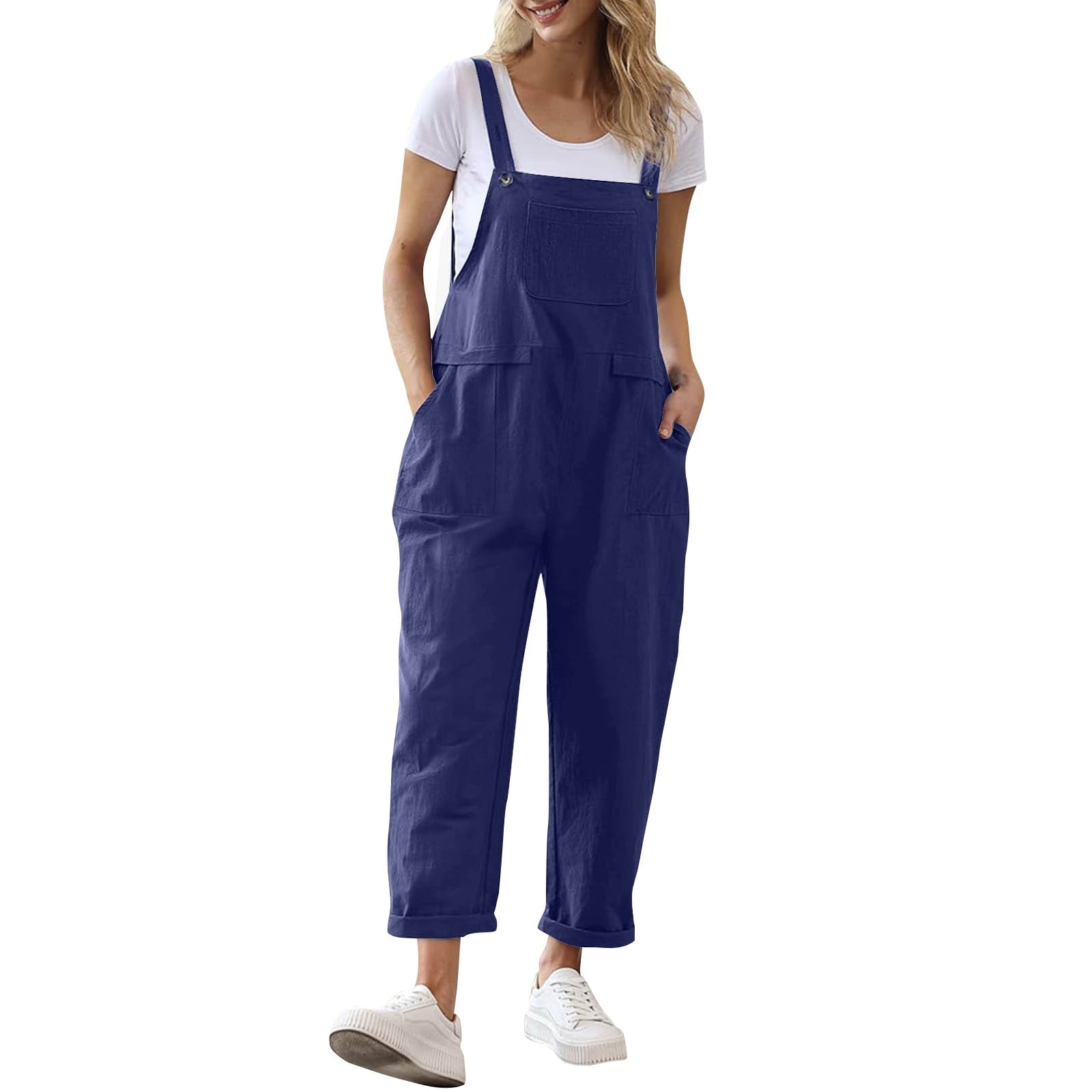 ADSSDQ Bib Overalls for Women Summer Loose One Piece Jumpsuit Front ...