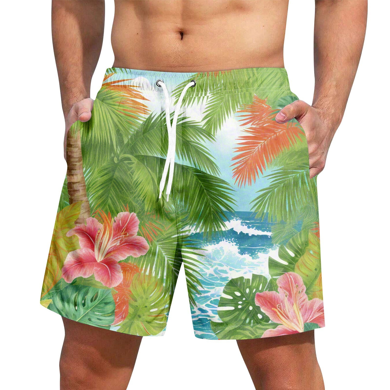 ADSSDQ Big and Tall Mens Swim Trunks, Mens Hawaiian Bathing Suit ...