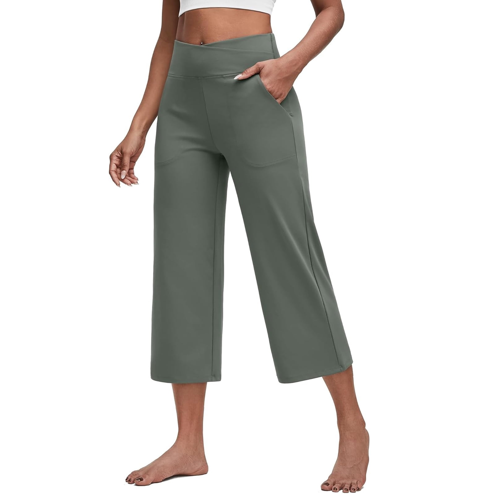 ADSSDQ Capri Pants for Women Wide Leg Yoga Dress Cropped Pants Capri ...