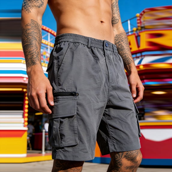 ADSSDQ Cargo Shorts for Men Below Knee Stretch Waist Hiking Shorts ...
