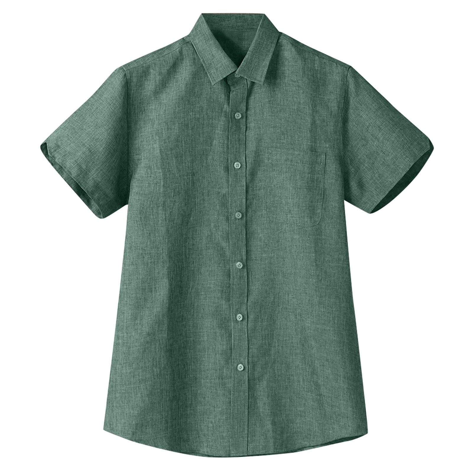 ADSSDQ Cotton Linen Shirts for Men Casual Summer Short Sleeve Button ...