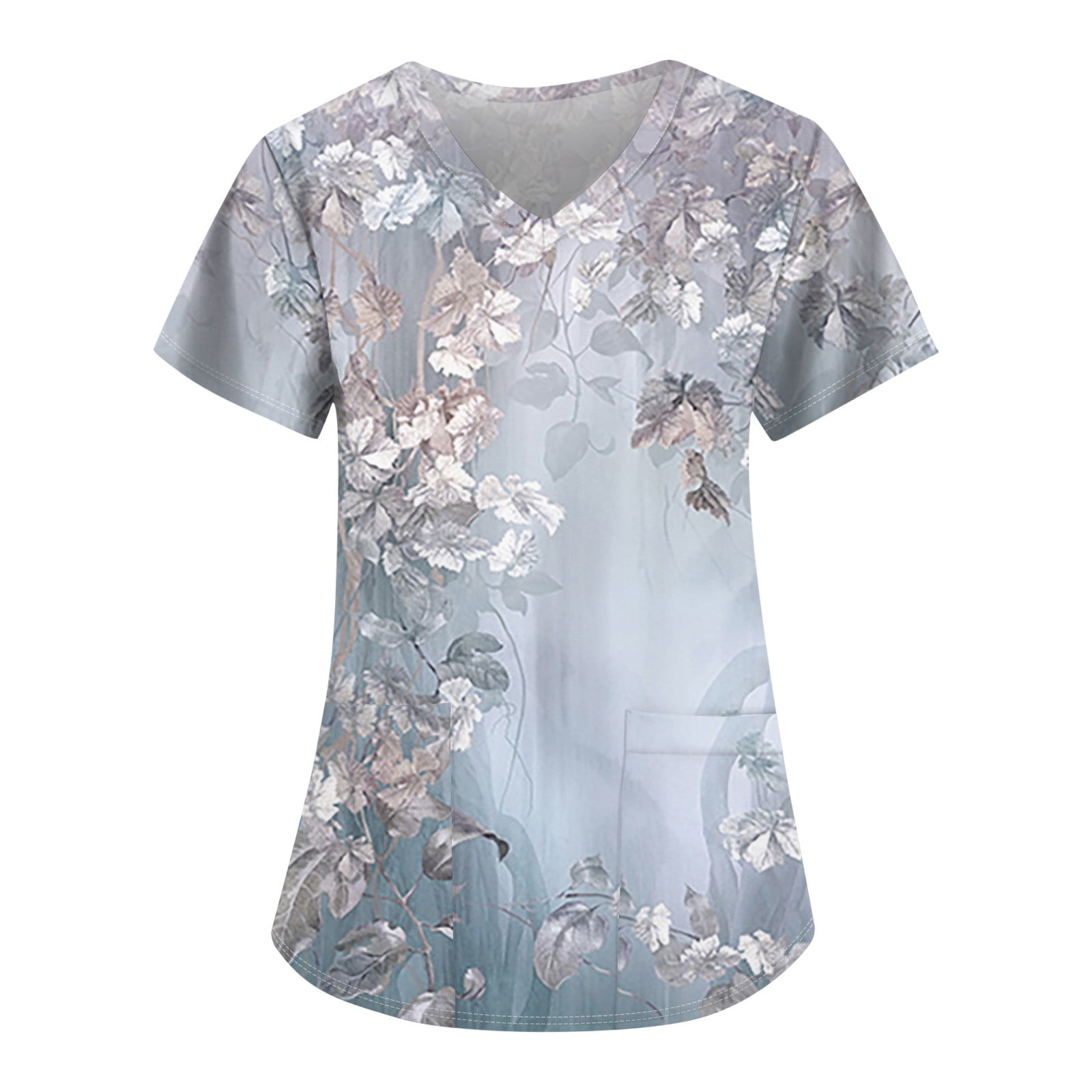 ADSSDQ Floral Printed Nursing Scrubs Shirts for Women 2024 New Fun ...