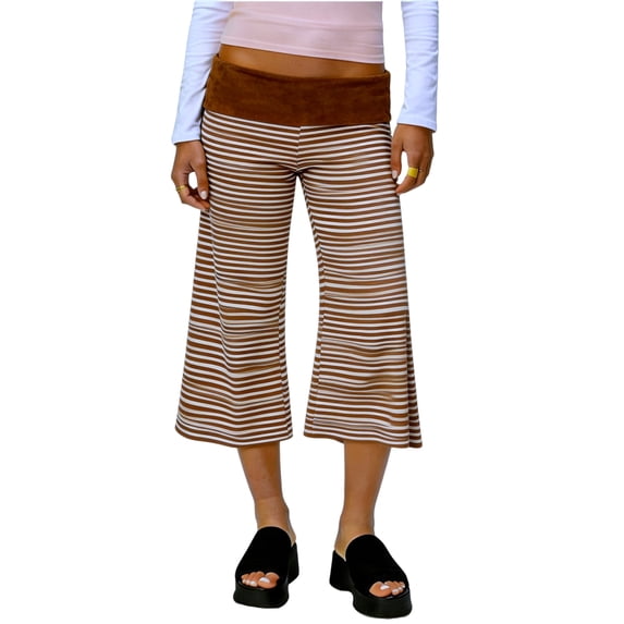 ADSSDQ Fold Over Capri Pants Womens Low Rise Wide Leg Yoga Capris ...