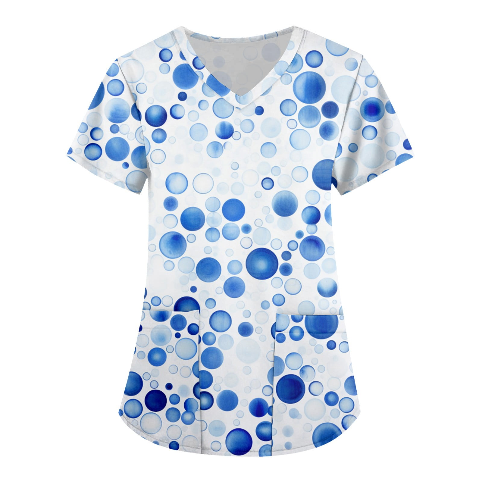 ADSSDQ Fun Scrub Tops Women Color Dots Printed Srcubs Tops Stretch Plus ...