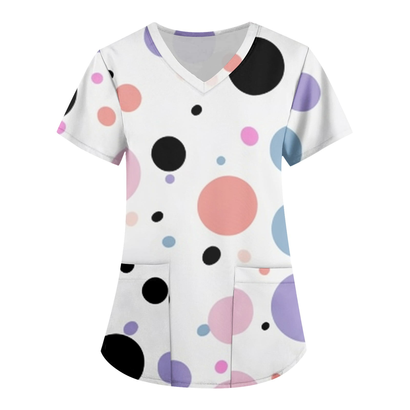 ADSSDQ Fun Scrubs for Women Color Dots Printed Srcubs Tops Stretch Plus ...