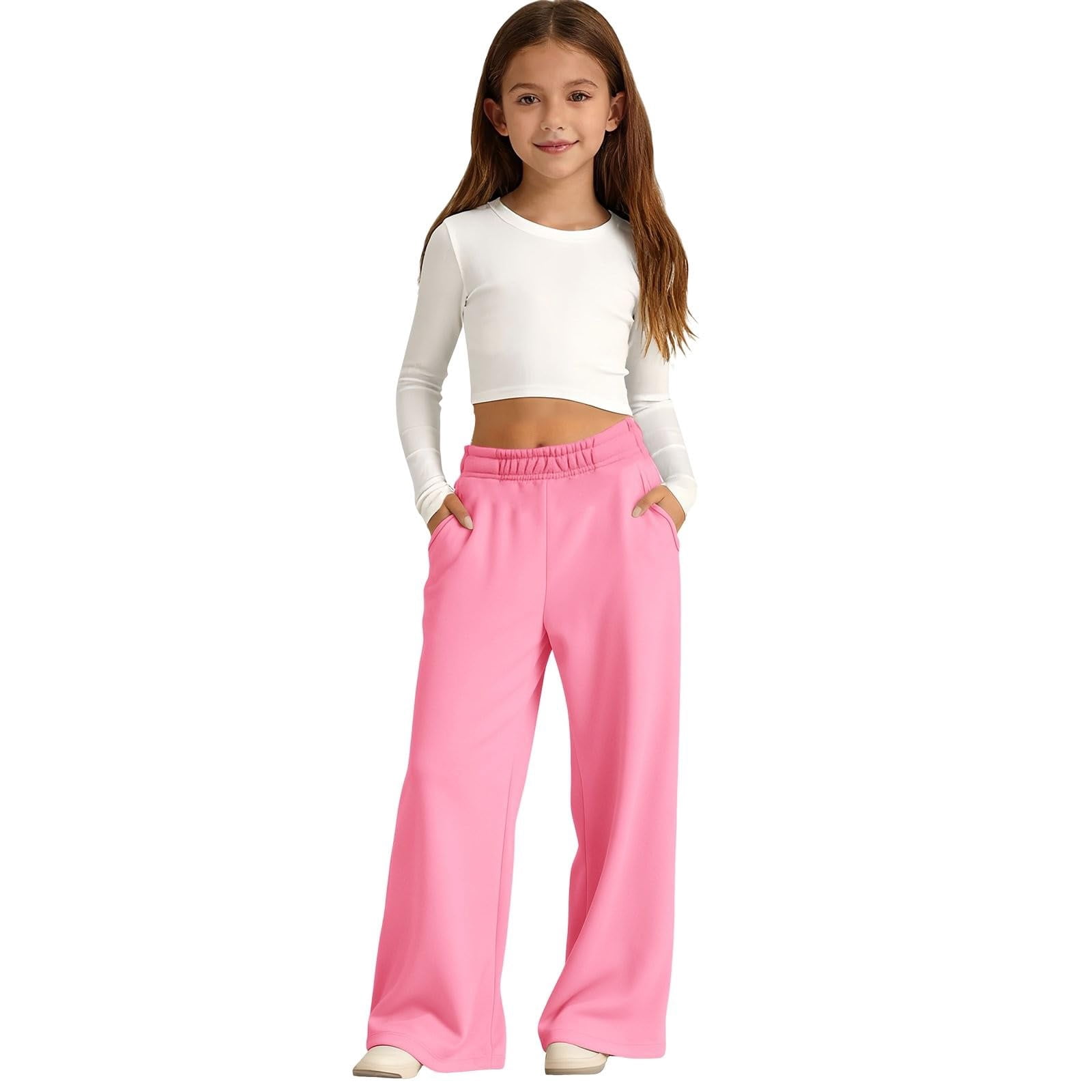 ADSSDQ Girls Oversized Wide Leg Sweatpants for Kids Baggy Sweat Pants ...