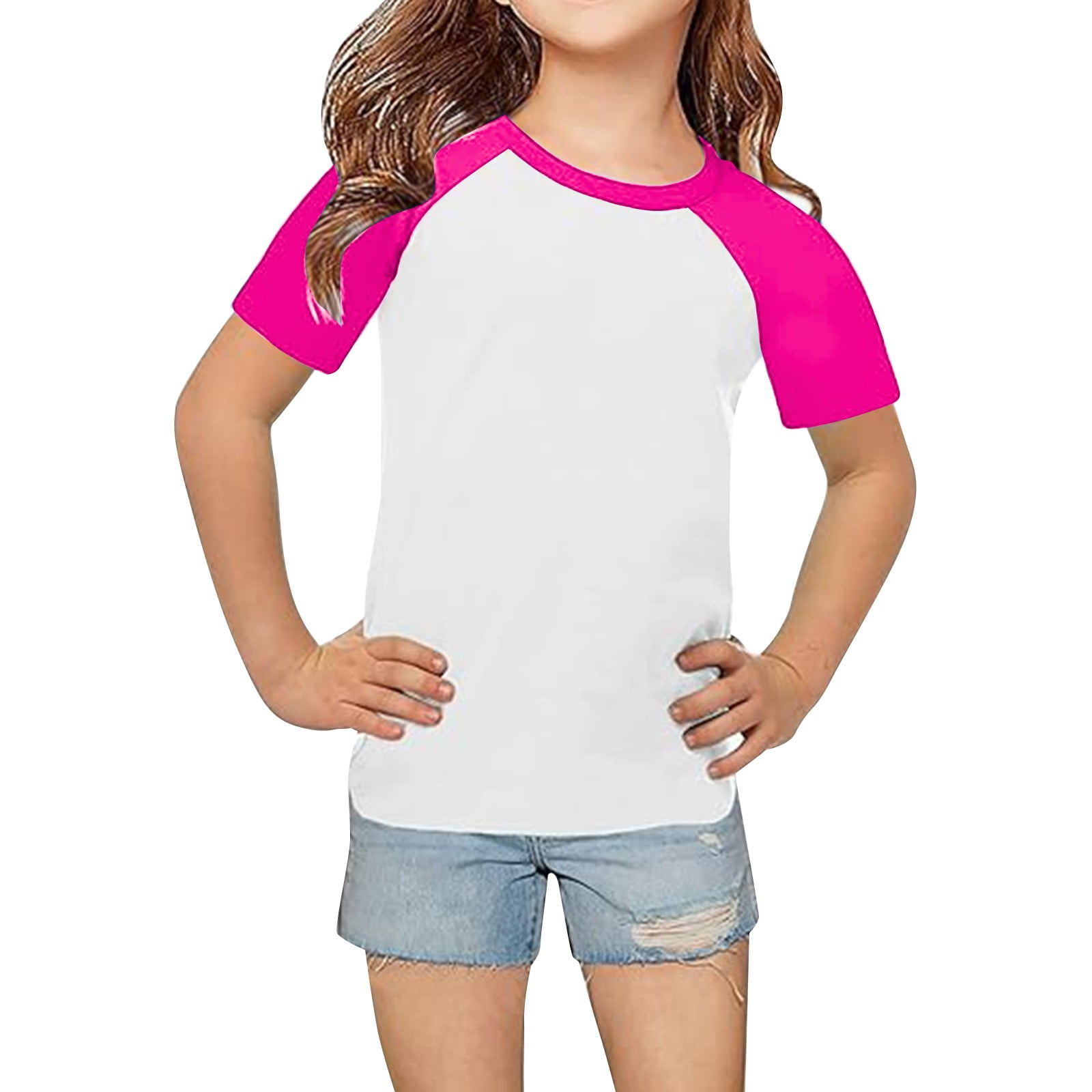 ADSSDQ Girls Summer T Shirts Casual Short Sleeve Crewneck Raglan Tops ...