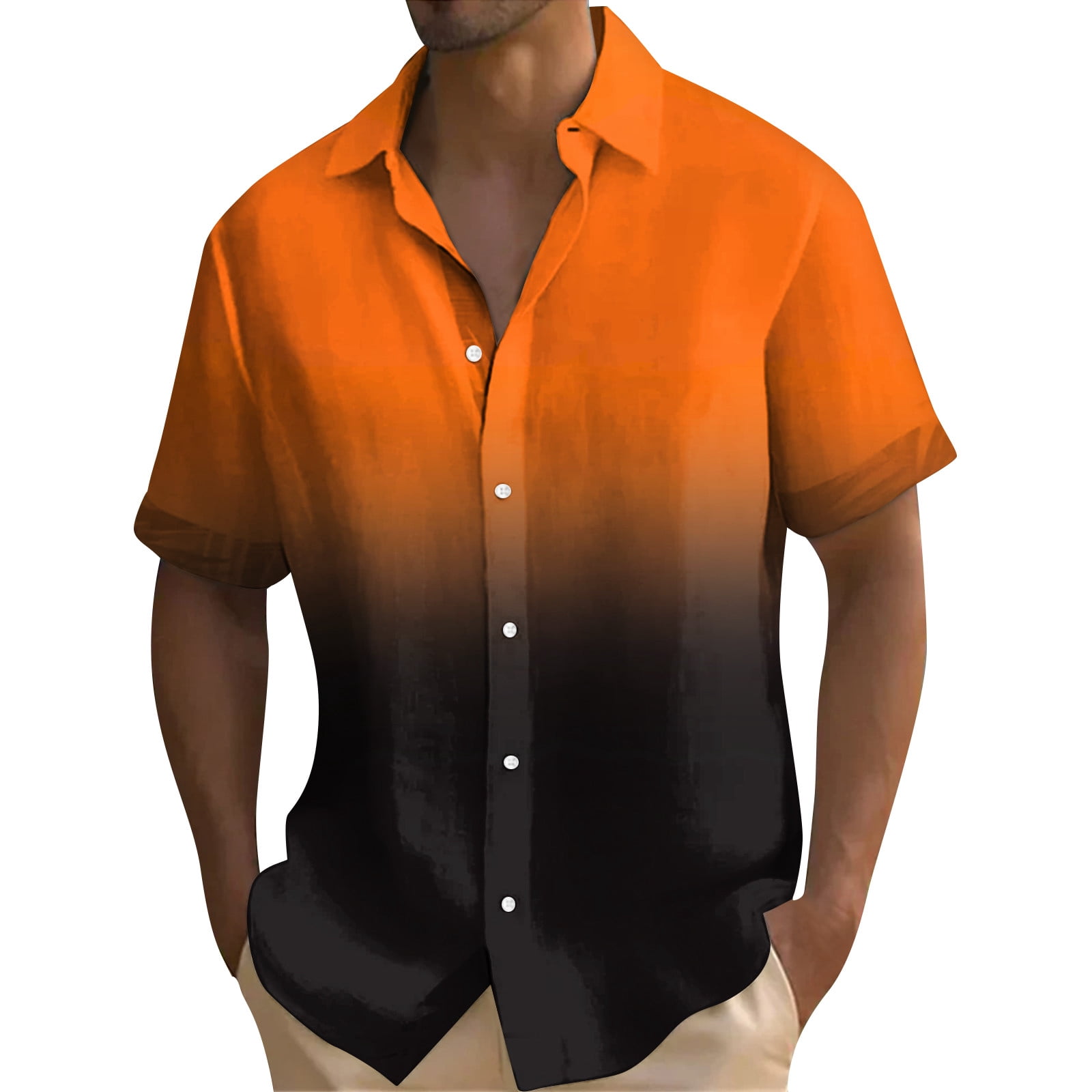 ADSSDQ Hawaiian Shirt for Men 2025 Fashion Gradient Short Sleeve Casual ...