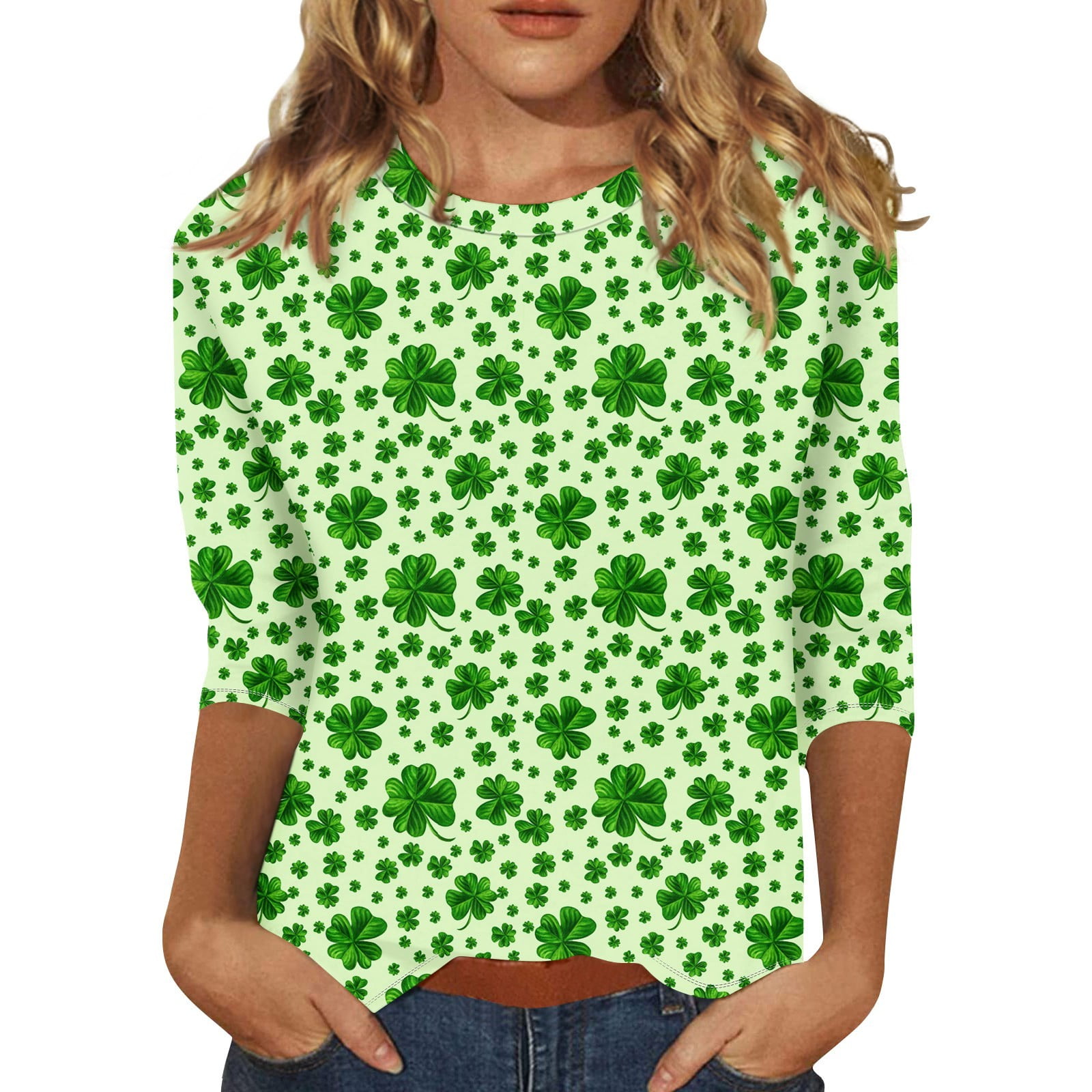 ADSSDQ Irish Lucky Clover Saint Patricks Day Shirts Women Womens 3/4 ...