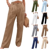 ADSSDQ Linen Pant Women Wide Leg Palazzo Pants Dressy Casual Work Pant ...